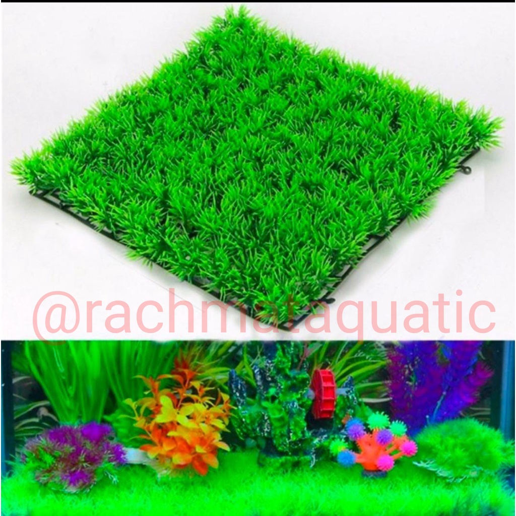 Jual RUMPUT SINTETIS RUMPUT PLASTIK AQUARIUM HIJAU ARTIFICIAL 25 X 25 ...