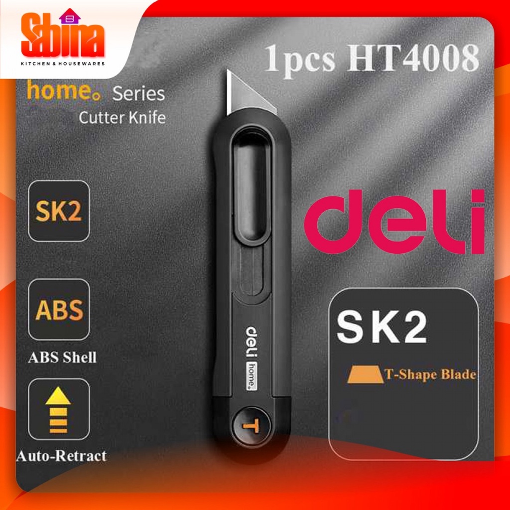 Jual Pisau Cutter Pemotong Kertas Kulit Auto Retract ABS T Shape Blade ...