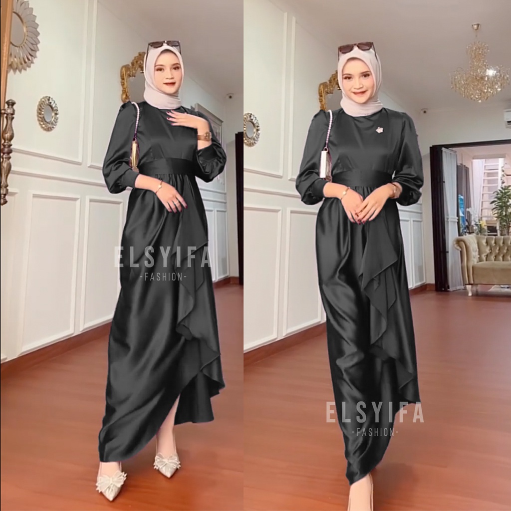 Jual Jusi Dress Bridesmaid Satin Velvet Gamis Polos Elegan Baju ...