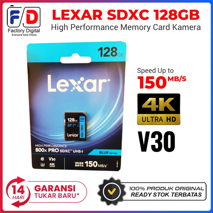 Jual Memory Lexar 128GB Professional UHS-I SDXC Memory Card U1 V30 ...