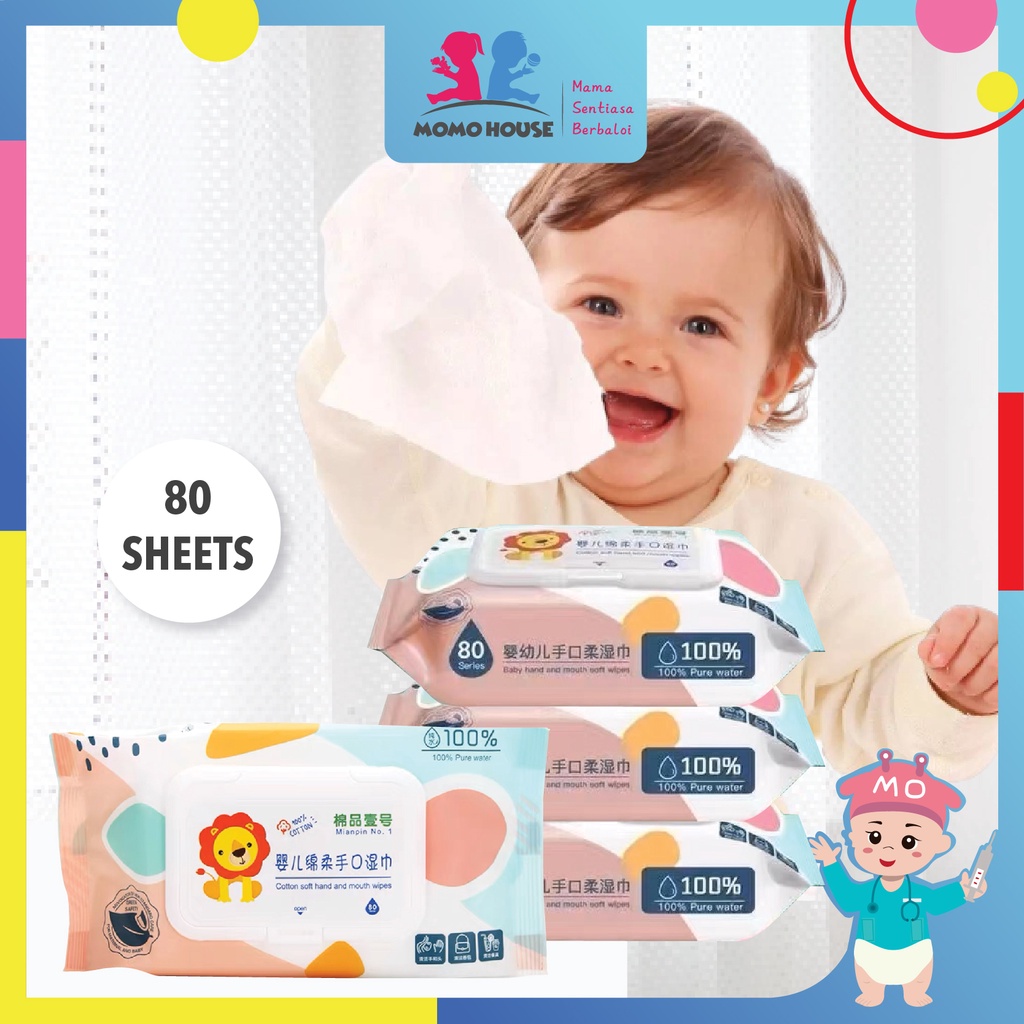 Jual 80 Lembar MOMO HOUSE Tissue Basah Baby Wipes Tisu Basah Bayi ...