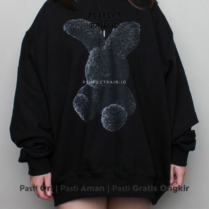 Jual ADLV Acme de La Vie Black Fuzzy Rabbit Hoodie Black | Shopee Indonesia
