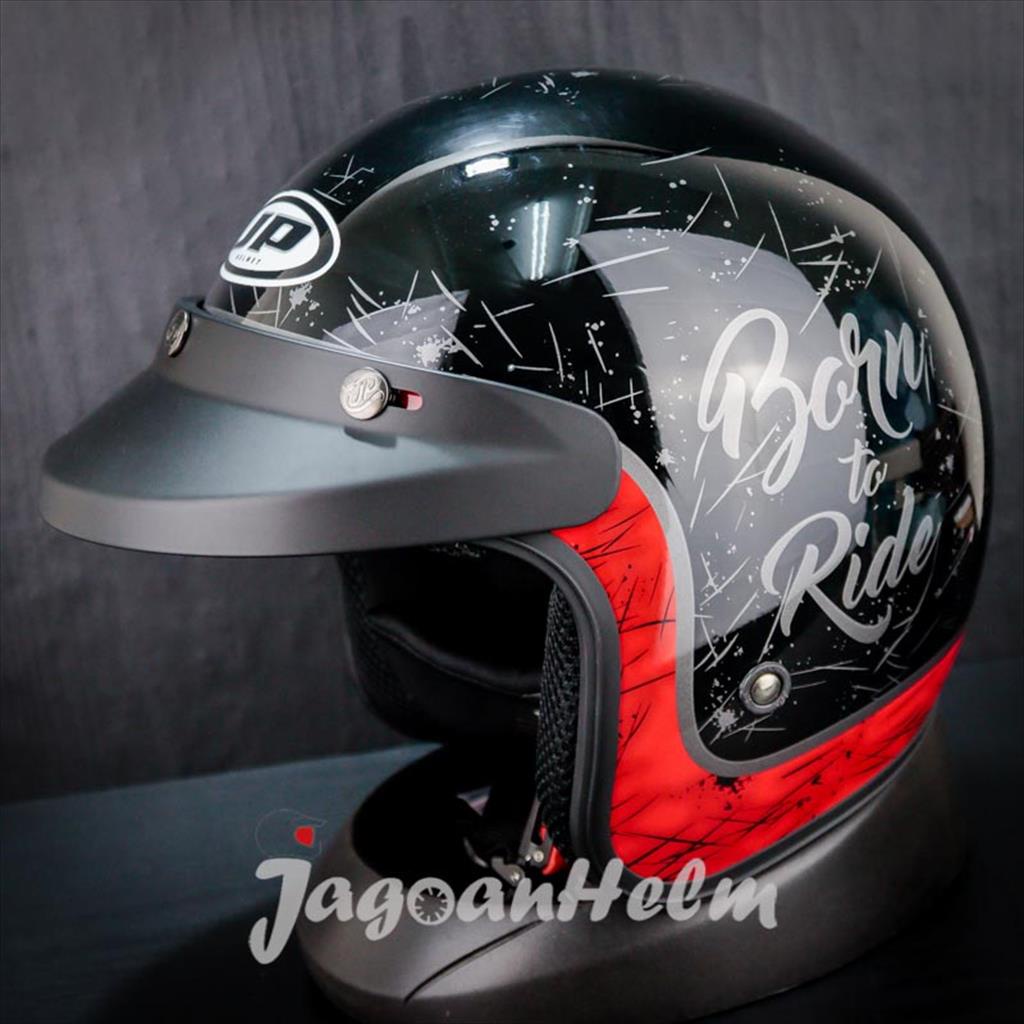 Jual JPX HELM JP RETRO NEW BIGIE BORN TO RIDE | BLACK | JPRETRO ...