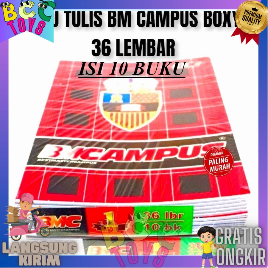 Jual 1 PACK ISI 10 PCS BUKU TULIS BM CAMPUS 36 LEMBAR UKURAN BOXY | Shopee Indonesia