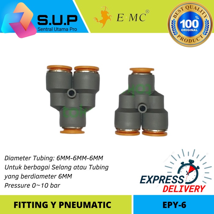 Jual FITTING NEPPLE Y EPY-6 DIAMETER 6MM EMC PNEUMATIC | Shopee Indonesia