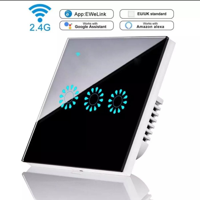 Jual Black Glass 3Ch eWelink Wi-Fi Wallmount Touch Screen Switch | Shopee Indonesia