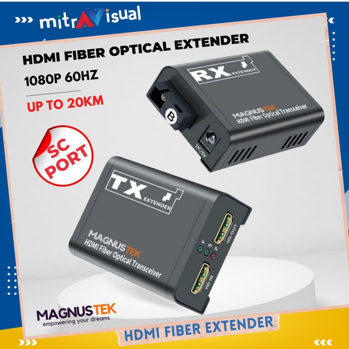 Jual MAGNUSTEK 1080P 60Hz HDMI Fiber Optical Extender up to 20KM SC ...