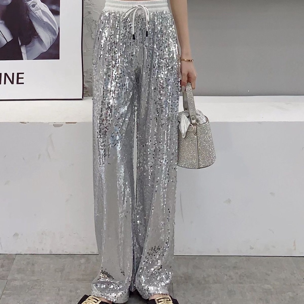 Jual Women's new sparkling large sequin wide leg pants | Shopee Indonesia