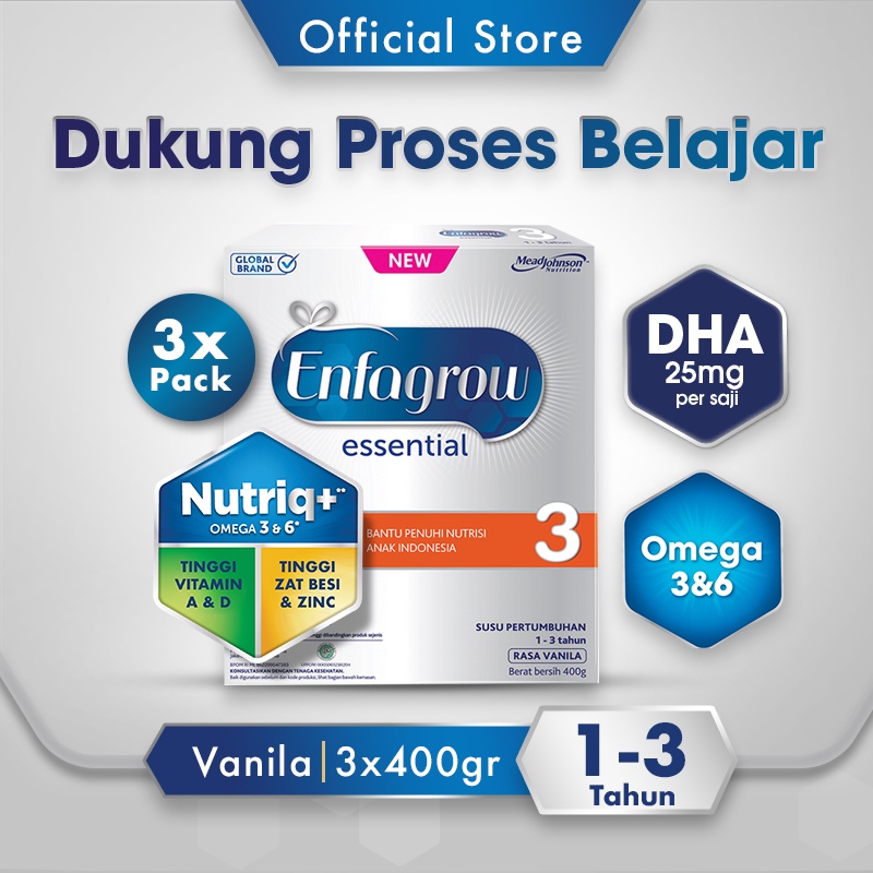 Jual Enfagrow Essential 3 Susu Formula Anak 1 - 3 Tahun 400 gr x 3 ...