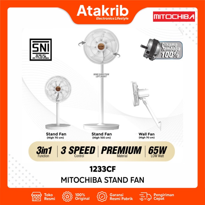 Jual MITOCHIBA STAND FAN 1233CF 3 in 1 Aero Series 12 Inch | Shopee ...