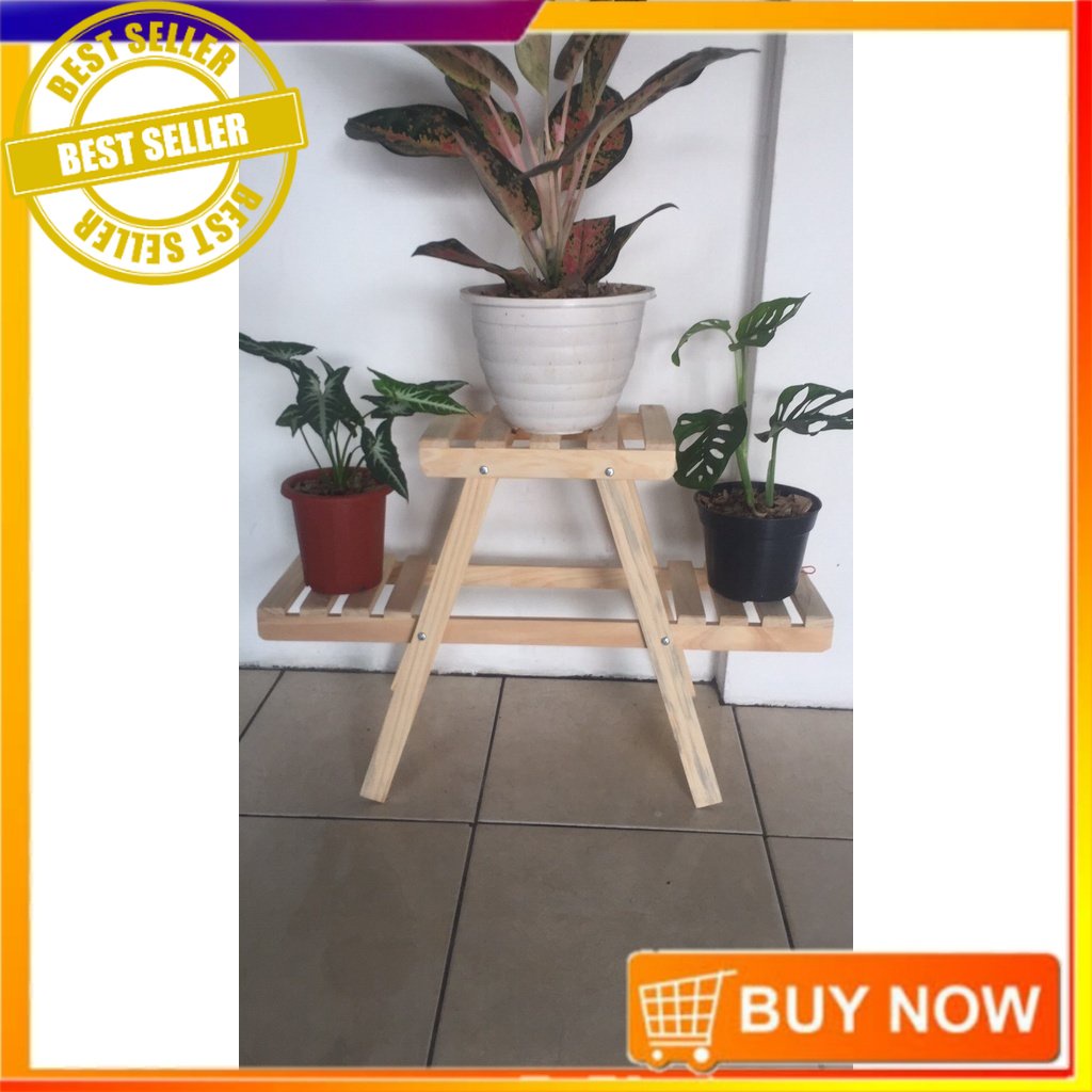 Jual Rak bunga wooden / standing pot / standing flower / tempat bunga ...