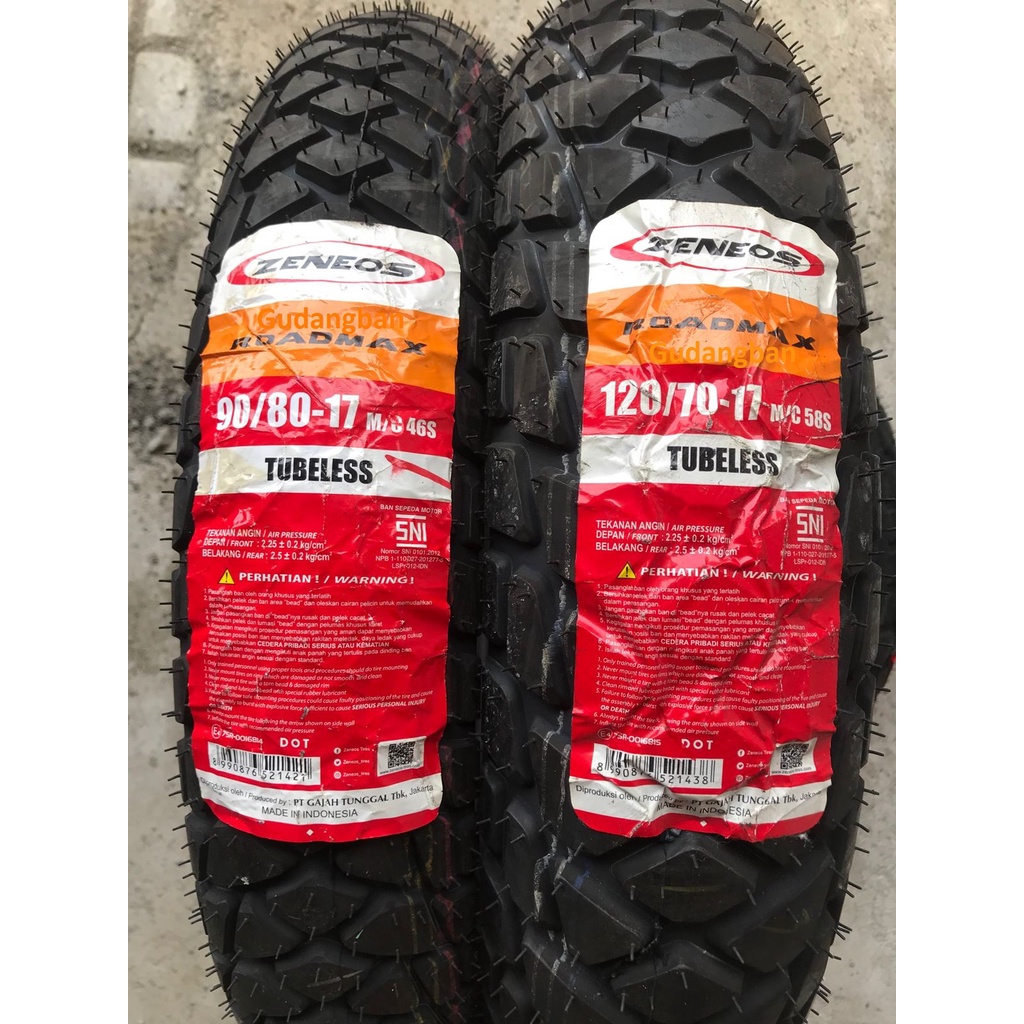 Jual Zeneos Roadmax 90 / 80 - 17 dan 120 / 70 - 17 Ban Motor Tubeless Dual Purpose Semi Trail ...