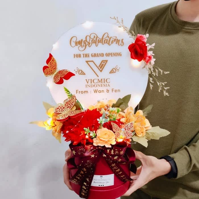 Jual Kado Grand Opening - Acrylic Papan Bunga Pembukaan Toko Luckycat ...