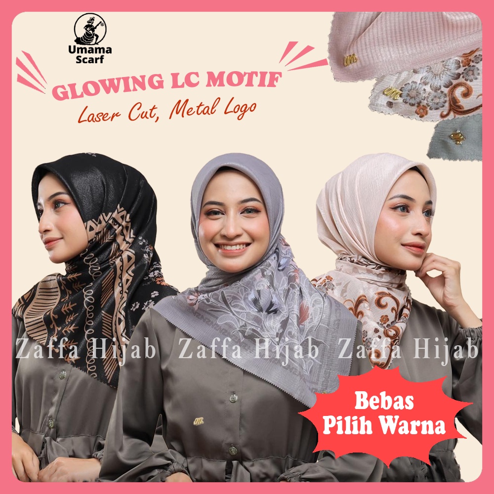 Jual Segi Empat Glowing Motif Lasercut Metal Logo by Umama Scarf ...