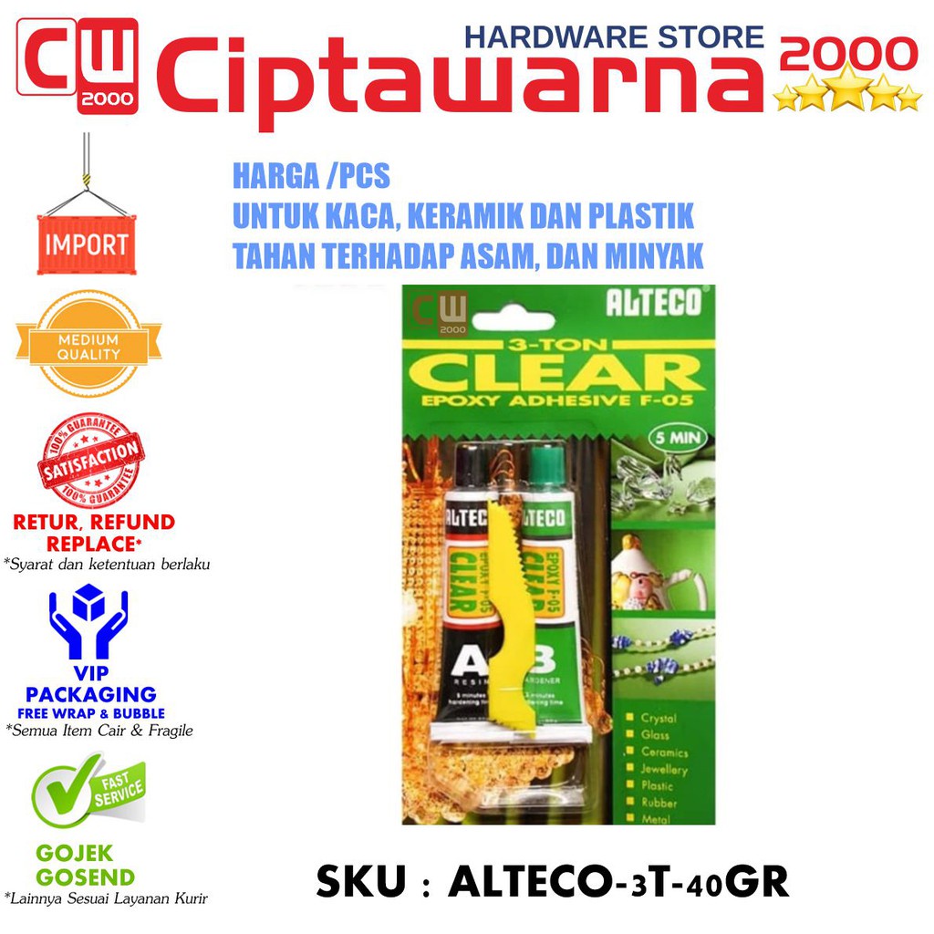 Jual Lem Alteco 3 Ton Clear Epoxy Adhesive F-05 5 min 40g Transparan Bening | Shopee Indonesia