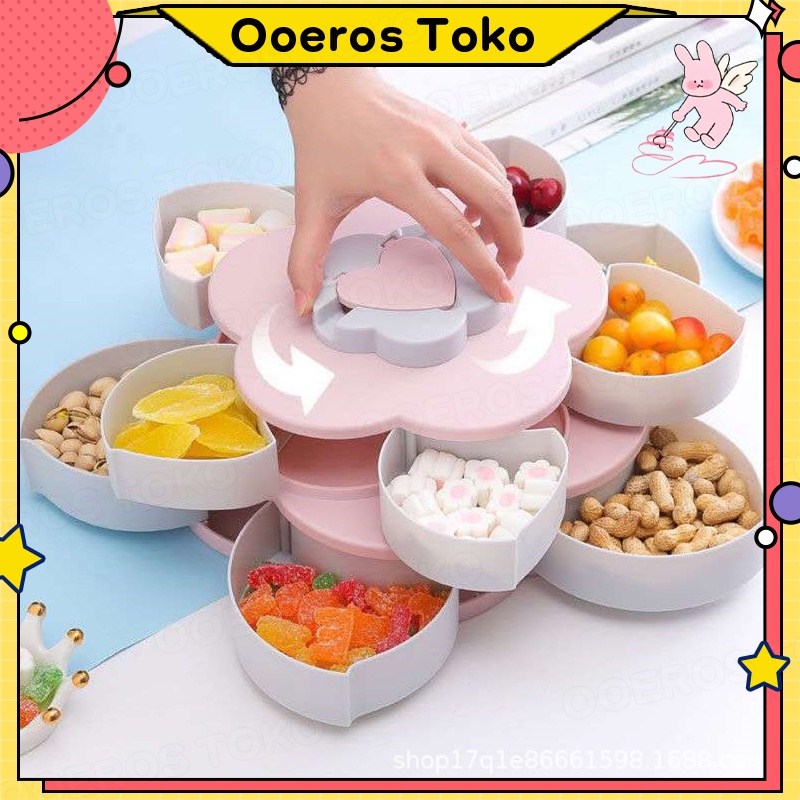 Jual Petal Rotating Candy Box Dengan Dudukan Ponsel Piring Buah Double ...