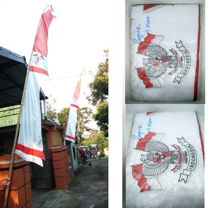Jual EDD Bendera Umbul Umbul Layur 4 Meter Merah Putih Sablon Garuda | Shopee Indonesia