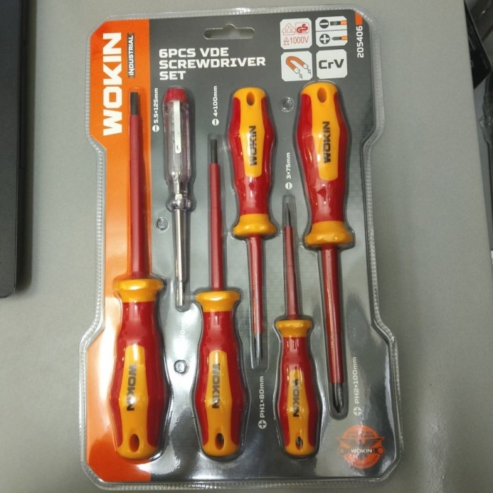 Jual Obeng listrik 6 pcs VDE Screwdriver Set Industrial Wokin dtpp ...