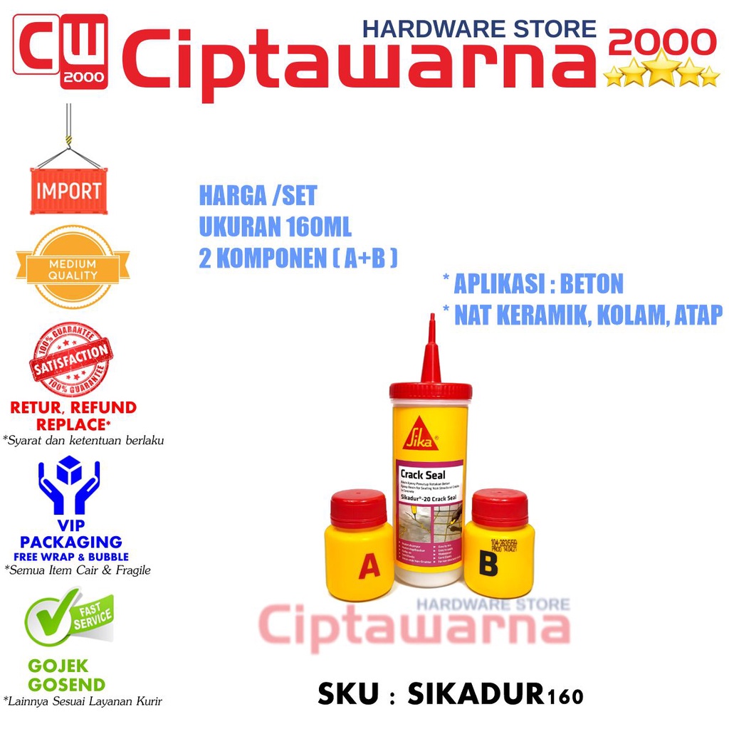 Jual Sikadur® 20 Sealant 2 komponen A+B 160 ml Sealer Lem Dinding Beton ...