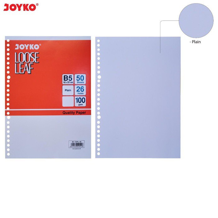 Jual JOYKO - Loose Leaf Isi Kertas File Binder A5-100PL PLAIN - 50 Lembar - Pack | Shopee Indonesia