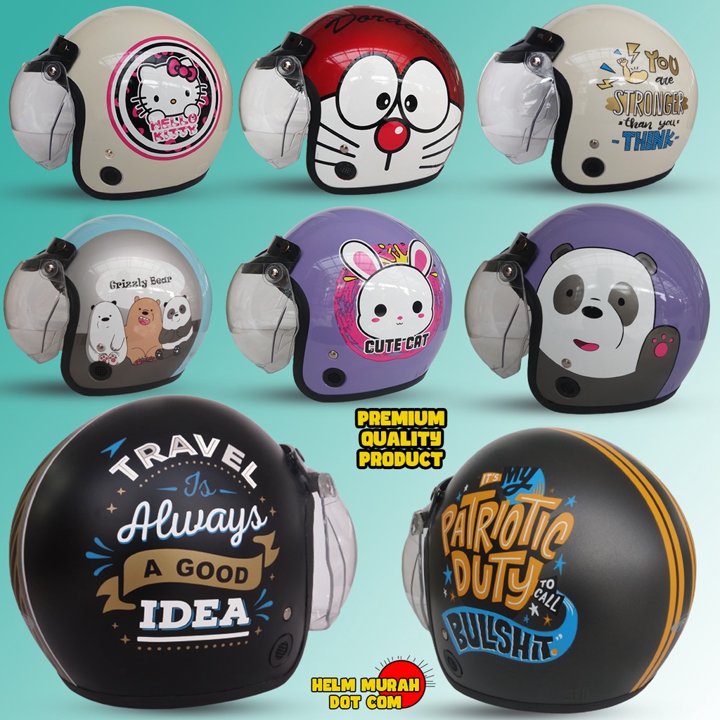 Jual HELM BOGO DEWASA MOTIF KARAKTER FULL LEHER / HELM HIJAB SNI MOTIF ...