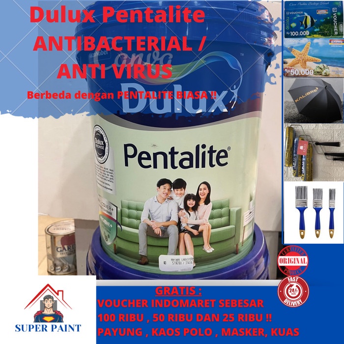 Jual CAT TEMBOK DULUX PENTALITE BRILLIANT WHITE 2290 ASLI PABRIK UKURAN 20L | Shopee Indonesia