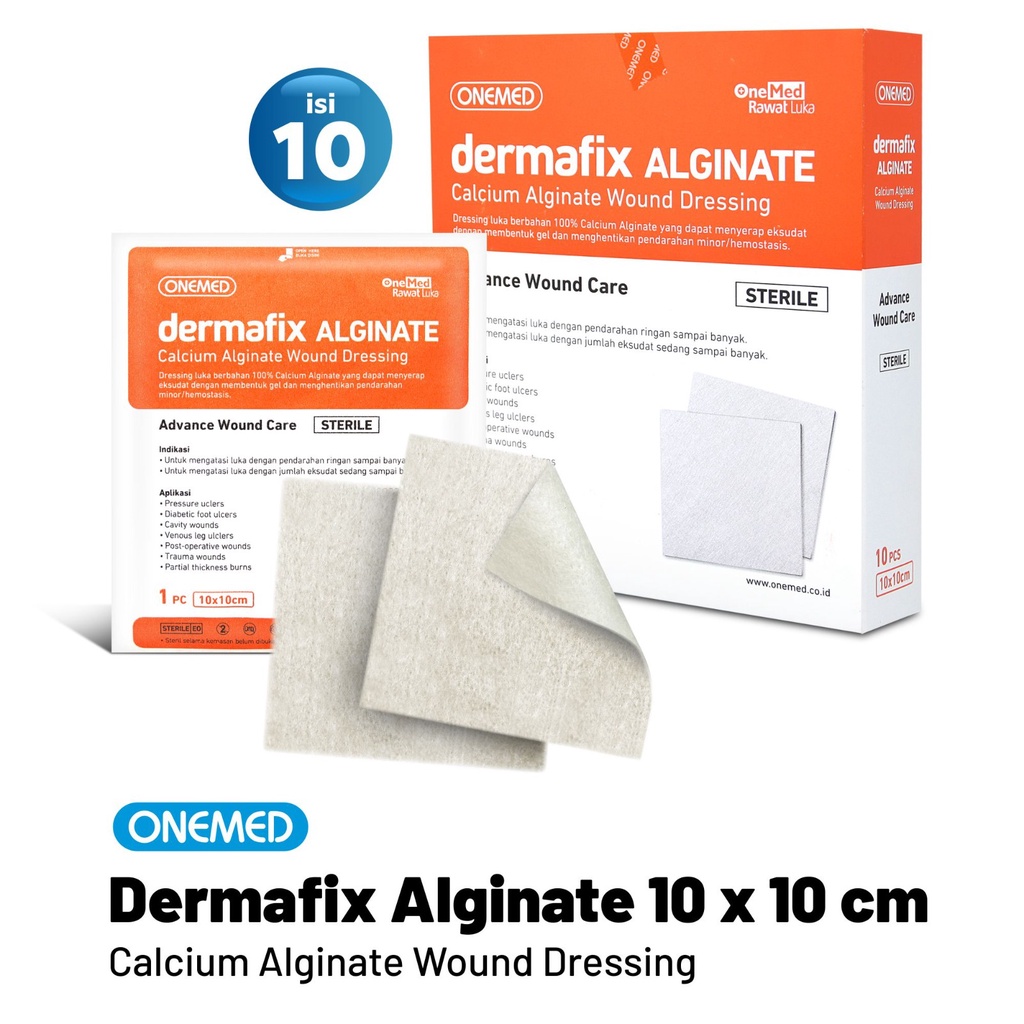 Jual Dermafix Alginate Wound Dressing 10 x 10cm OneMed Box Isi 10 Pcs ...