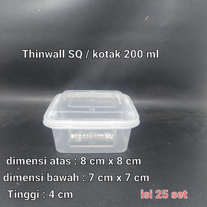 Jual Thinwall Food Container Plastik 200 ml SQ / Kotak isi 25 set | Shopee Indonesia
