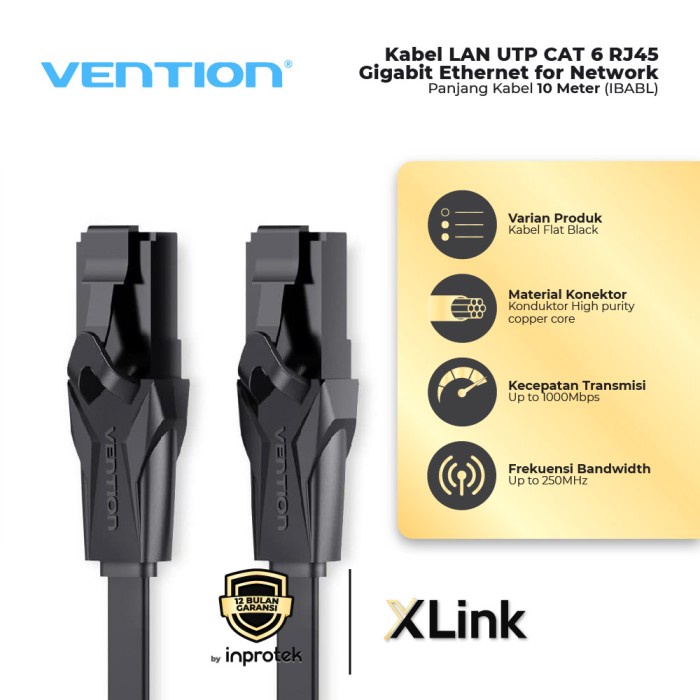 Jual Promo Terjankau Vention 10M Kabel LAN RJ45 Cat.6 UTP Ethernet ...