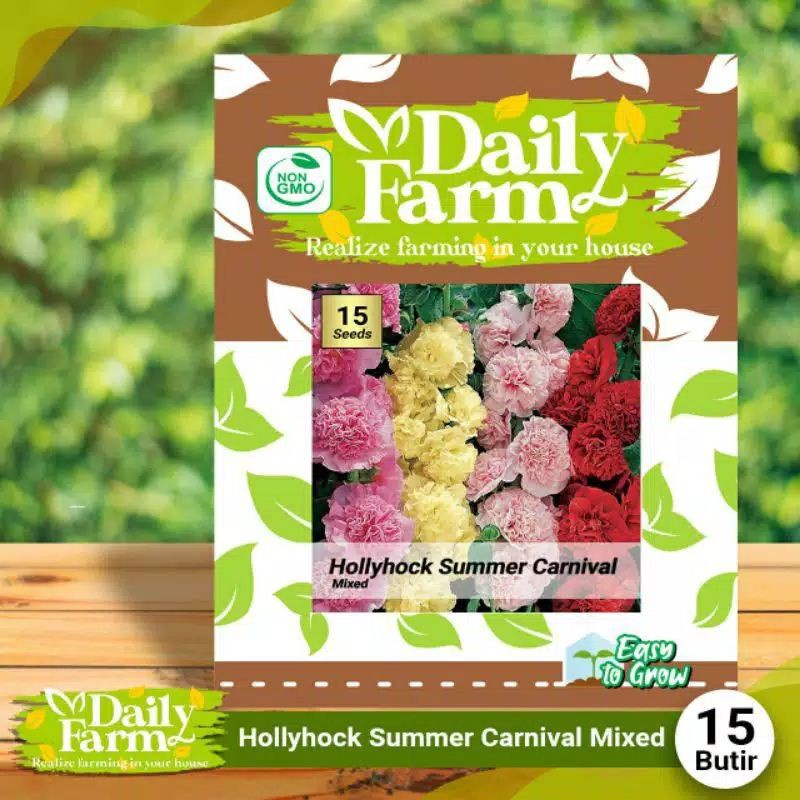 Jual (T99O) DF benih bunga HOLLYHOCK SUMMER CARNIVAL MIXED 15 butir ...