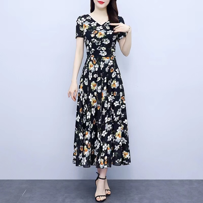 Jual FANMU 2025 Gaun sifon bunga versi Korea baru/gaun ukuran besar ...