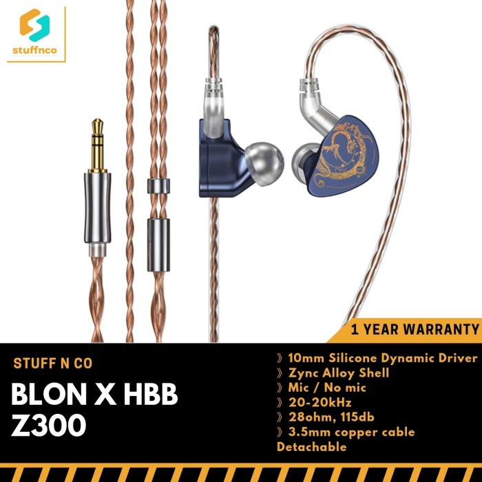 Jual Blon x HBB Z300 10mm DD In Ear Monitor Earphone mic / no mic | Shopee Indonesia