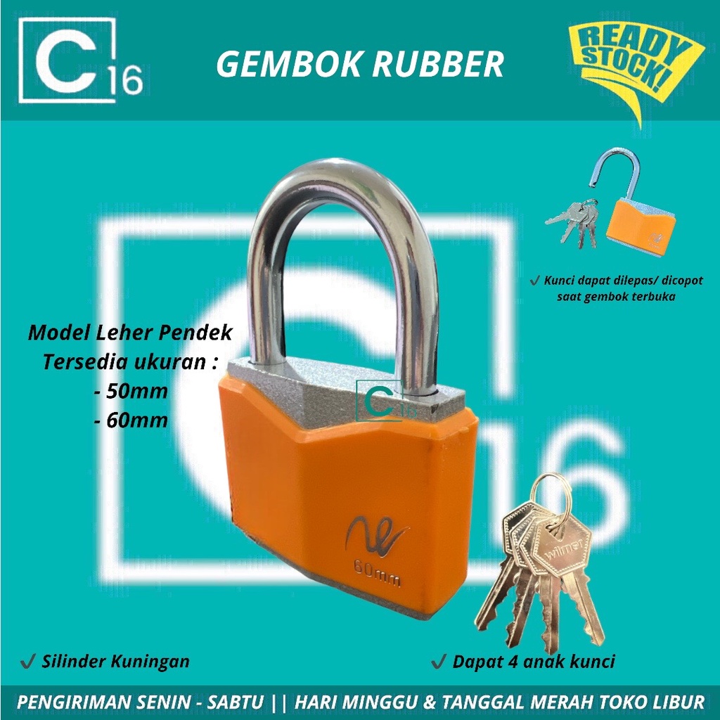 Jual Gembok Anti rust/anti maling/gembok karet anti karat/gembok anti ...