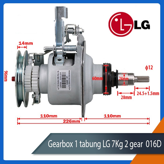 Jual Komponen Sparepart GEARBOX girbok mesin cuci 1 Tabung LG / Sanken 2 GIGI 6-9 Kg | Shopee ...