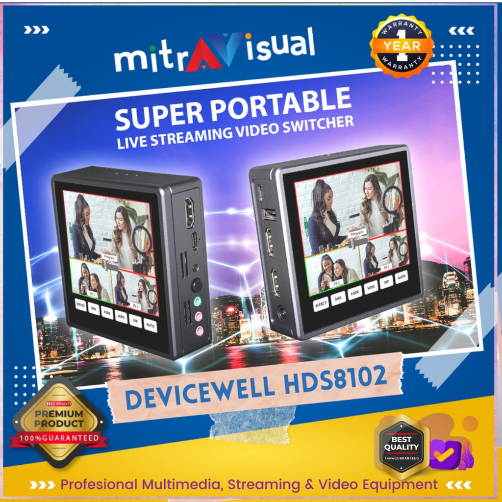 Jual DeviceWell HDS8102 2 Input HDMI Portable Video Switcher Vmix OBS Zoom | Shopee Indonesia