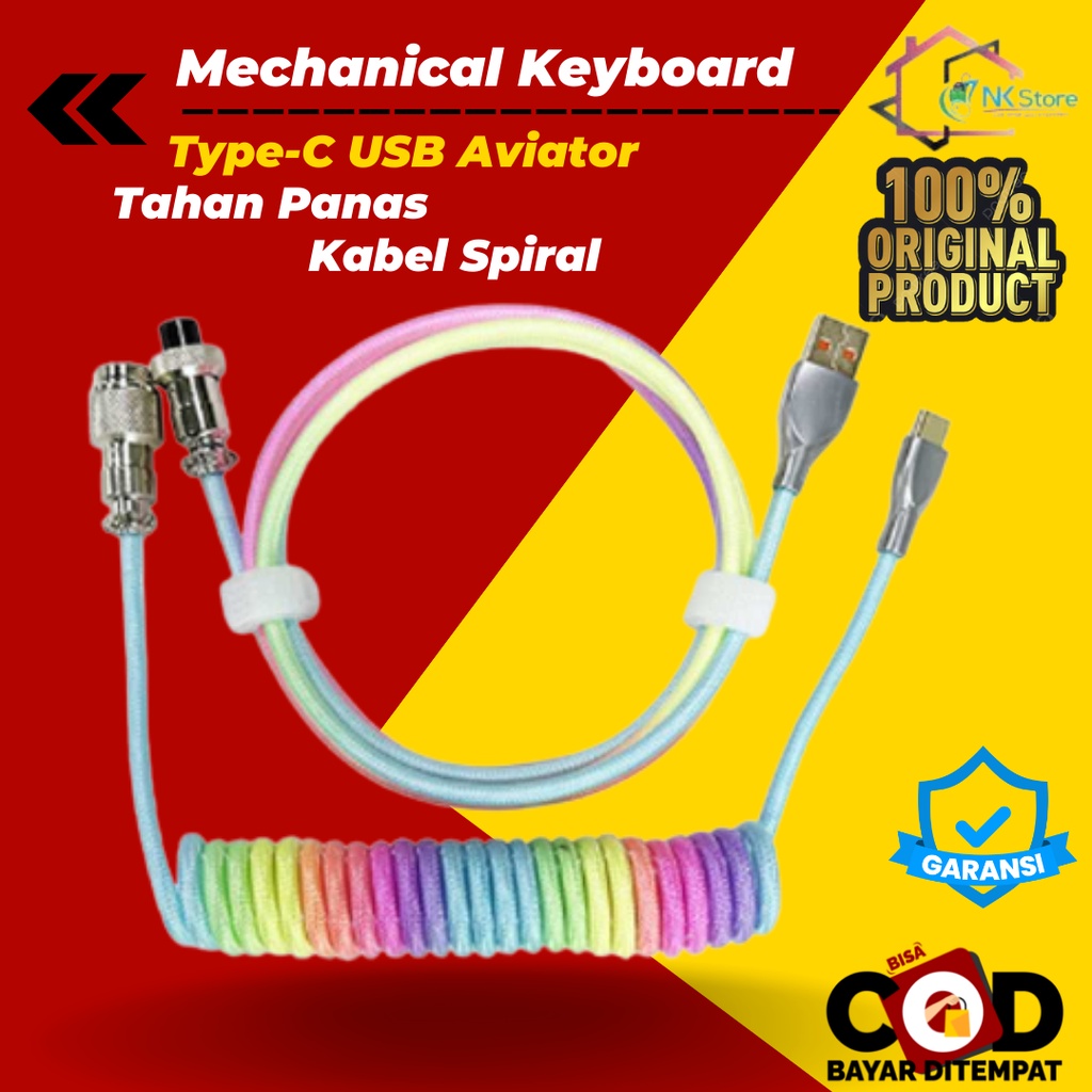 Jual Coiled Cable Kabel Keyboard Mechanical Type C USB Aviator 1,5M-1 ...