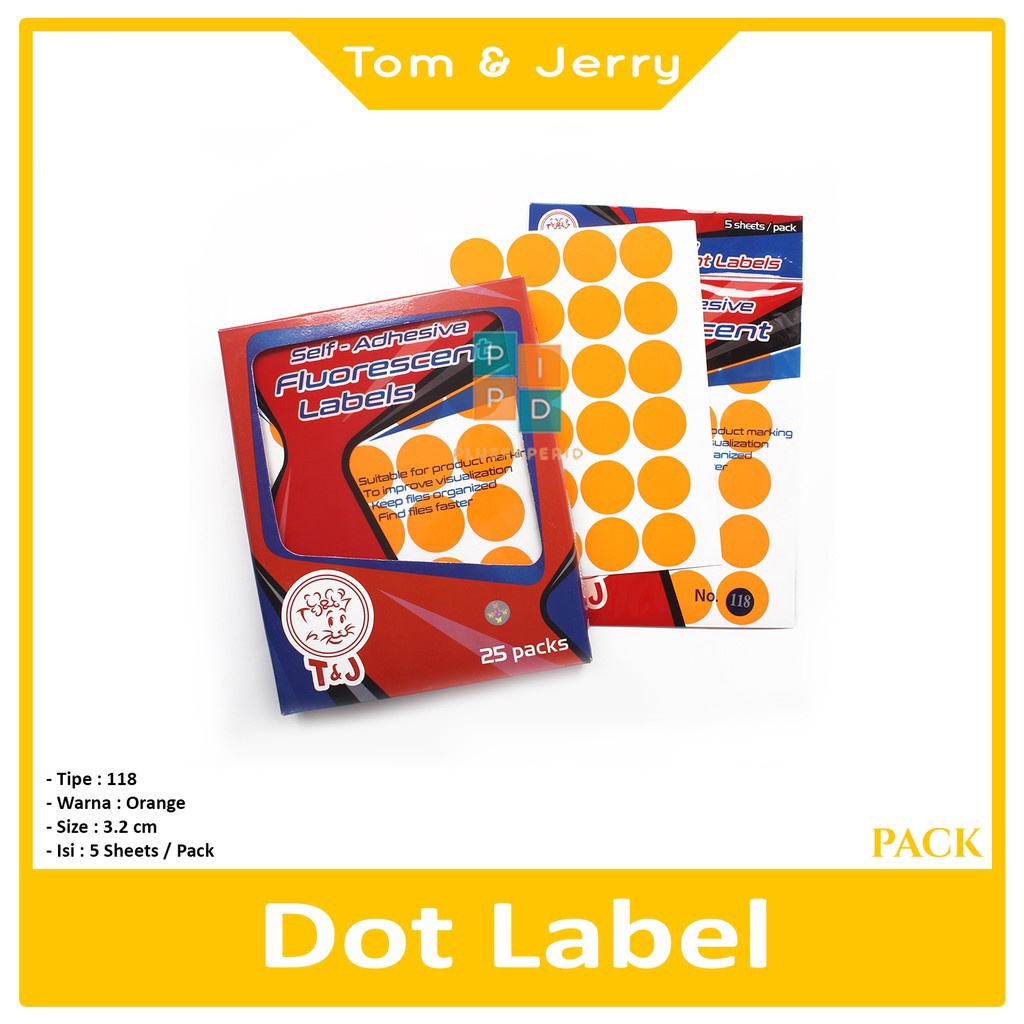 Jual TOM & JERRY - Color Dot Labels 118 Orange - Pad | Shopee Indonesia