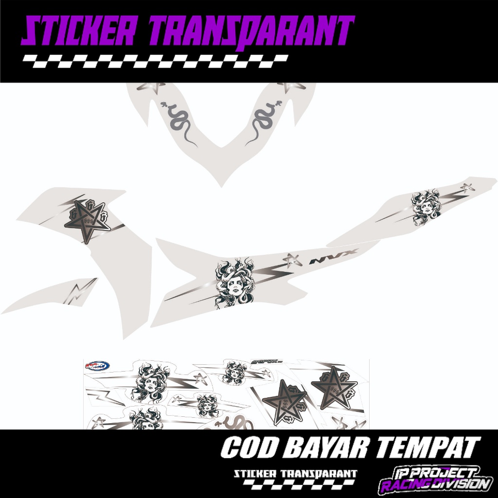 Jual STRIPING AEROX BAHAN BENING MEDUSA BAHAN BENING TRANPARAN sticker ...