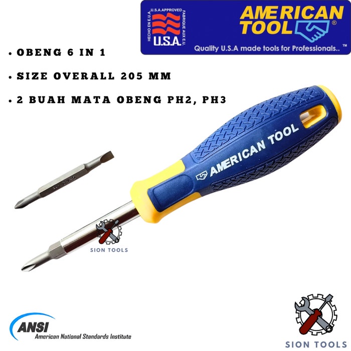 Jual AMERICAN TOOL OBENG 6 IN 1 BOLAK BALIK / 2 WAY 6 IN 1 SCREWDRIVER ...