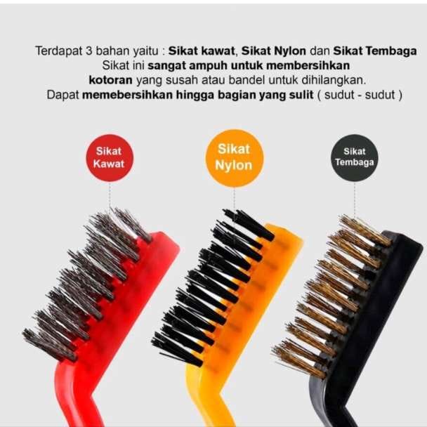 Jual AUN Sikat Kawat Set 3 In 1 Isi 3 Pcs Baja Tembaga Besi Kuningan ...