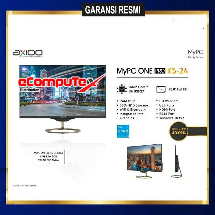 Jual PC AIO AXIOO MYPC ONE PRO K5 (8N2-24) K5-24 (8N2-5) RAM 8GB / 256GB NVME CORE i5 24" INCH ...