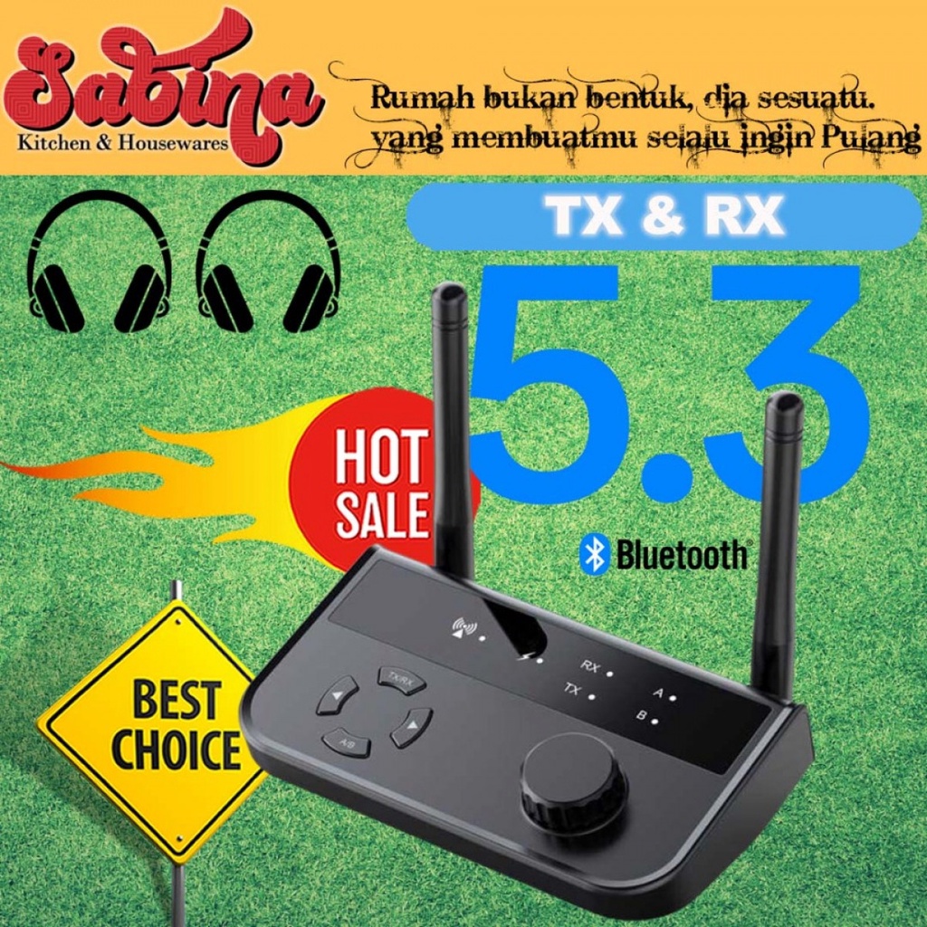 Jual Audio Adapter Bluetooth 5.3 Receiver Transmitter Wireless 10M 2 ...