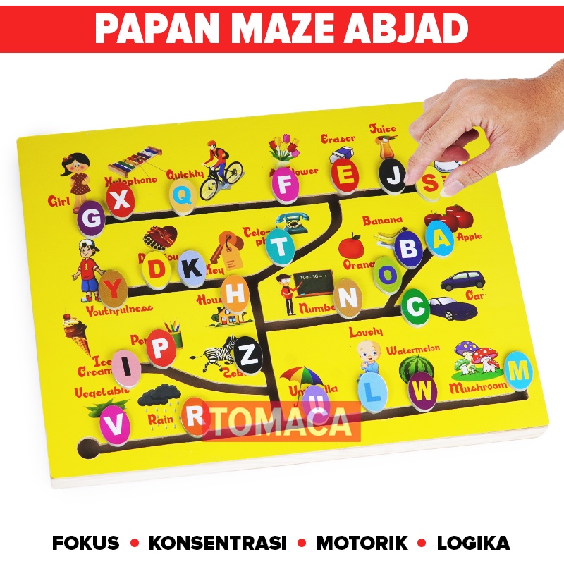 Jual Mainan Kayu Anak Edukatif Maze Papan Alur Alat Bantu Belajar ...