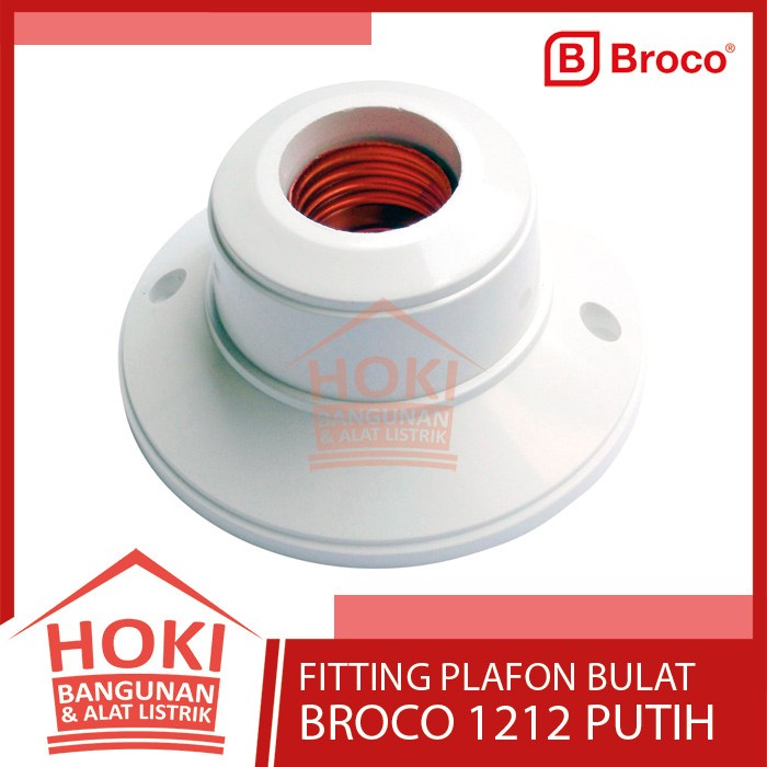 Jual FITTING PLAFON BULAT PUTIH BROCO 1212 - Fiting Lampu E27 Bundar ...