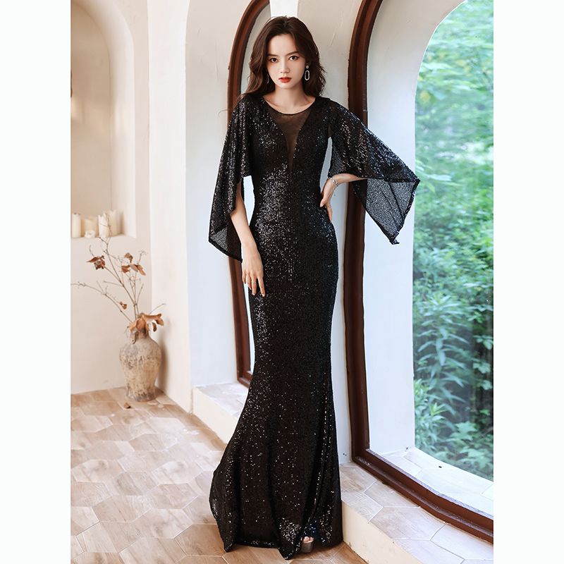 Jual Gaun malam wanita baru cahaya hitam mewah niche high-end ...