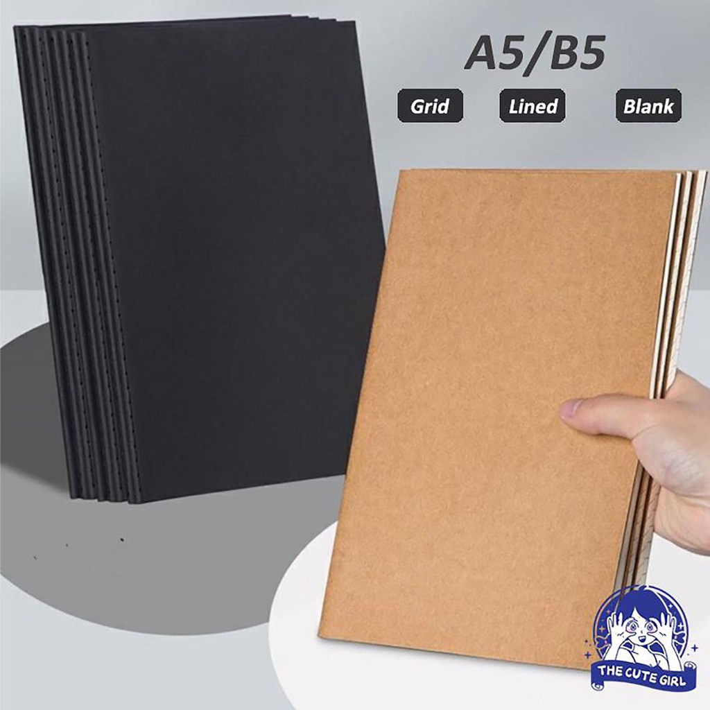 Jual A5/B5 Notebook Buku 36 Lembar Diary Book lined/Grid/Blank Hitam ...