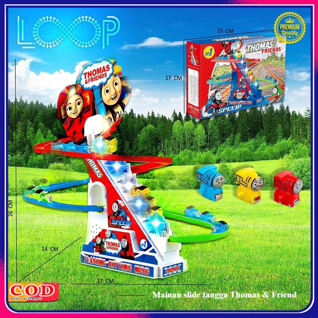 Jual Mainan Permainan Anak Trek Rel Kereta Api Tangga Otomatis Karakter ...