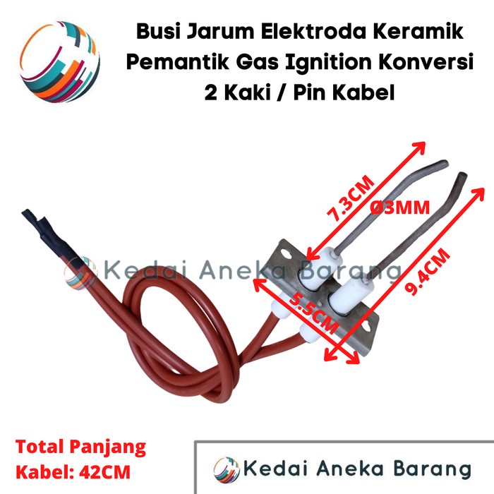 Jual Busi Jarum Ignition Igniter Pemantik Gas Dryer Oven 2 Pin Kaki ...
