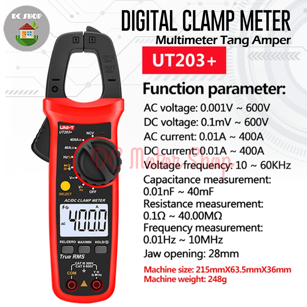 Jual Uni-T UT202A+ UT203+ UT204+ Digital Clamp Meter Multimeter Tang Amper | Shopee Indonesia