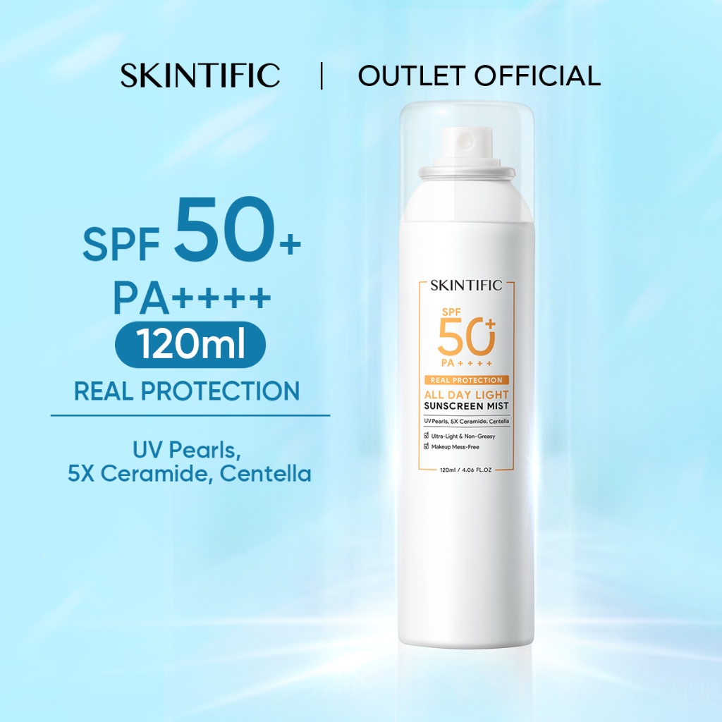 Jual [120ML+50ML] SKINTIFIC All Day Light Sunscreen Spray SPF50 PA++++ Sunscreen Mist Anti UV ...